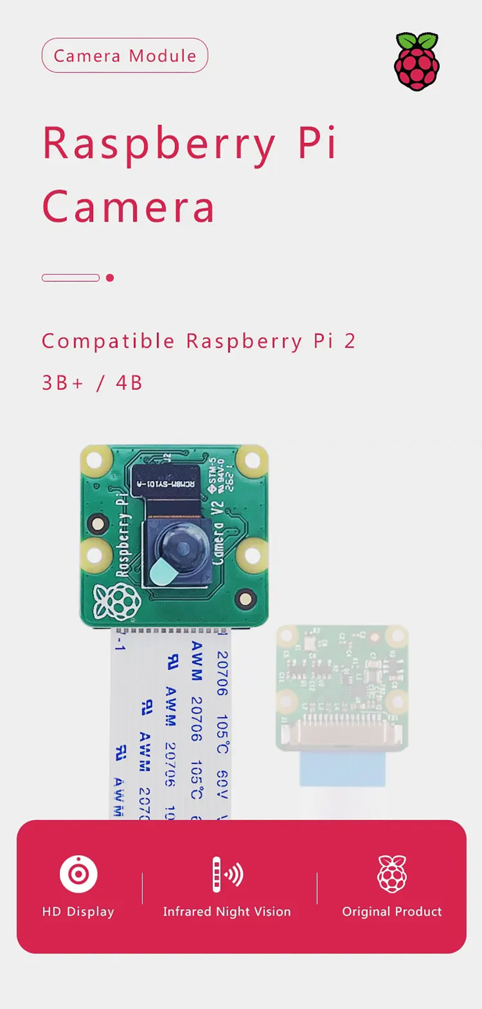 Raspberry Pi Camera V2 Module IMX219 8MP Pixels for Raspberry Pi 4 / 3B ...