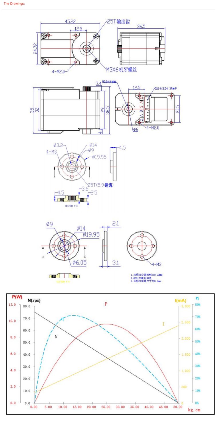 Feetech HLS3950M 12V 50kg High Precision 360 Degree Coreless Motor ...