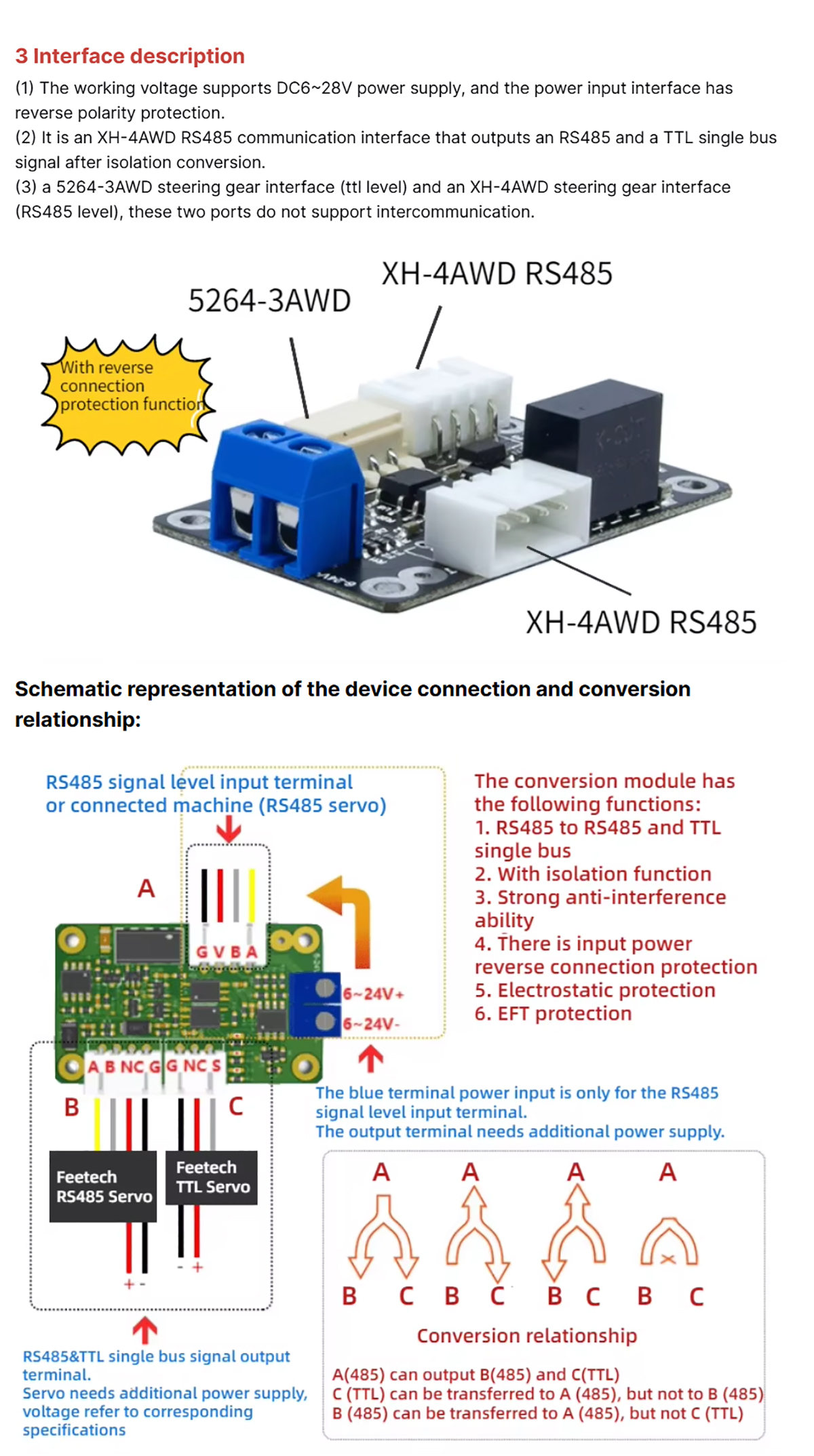 Feetech FE-SNIS-C001 RS485 Signal Isolation to RS485/TTL Single Bus Module – Feixiang RC Model ...