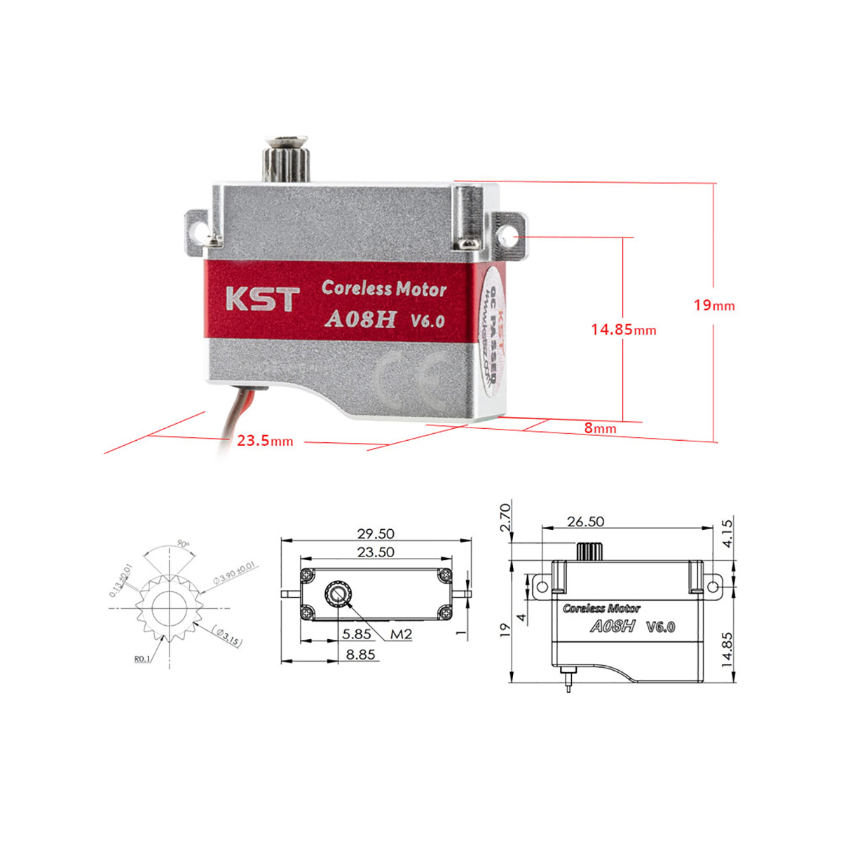 KST A08H V6.0 3.2Kgf.cm 0.09sec Metal Gear Coreless Motor HV Micro ...