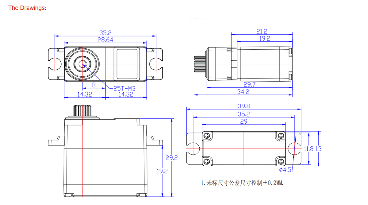Feetech SCS0018 7.4V 7.5kg Metal Gear 210 Degree Core Motor TTL Serial ...