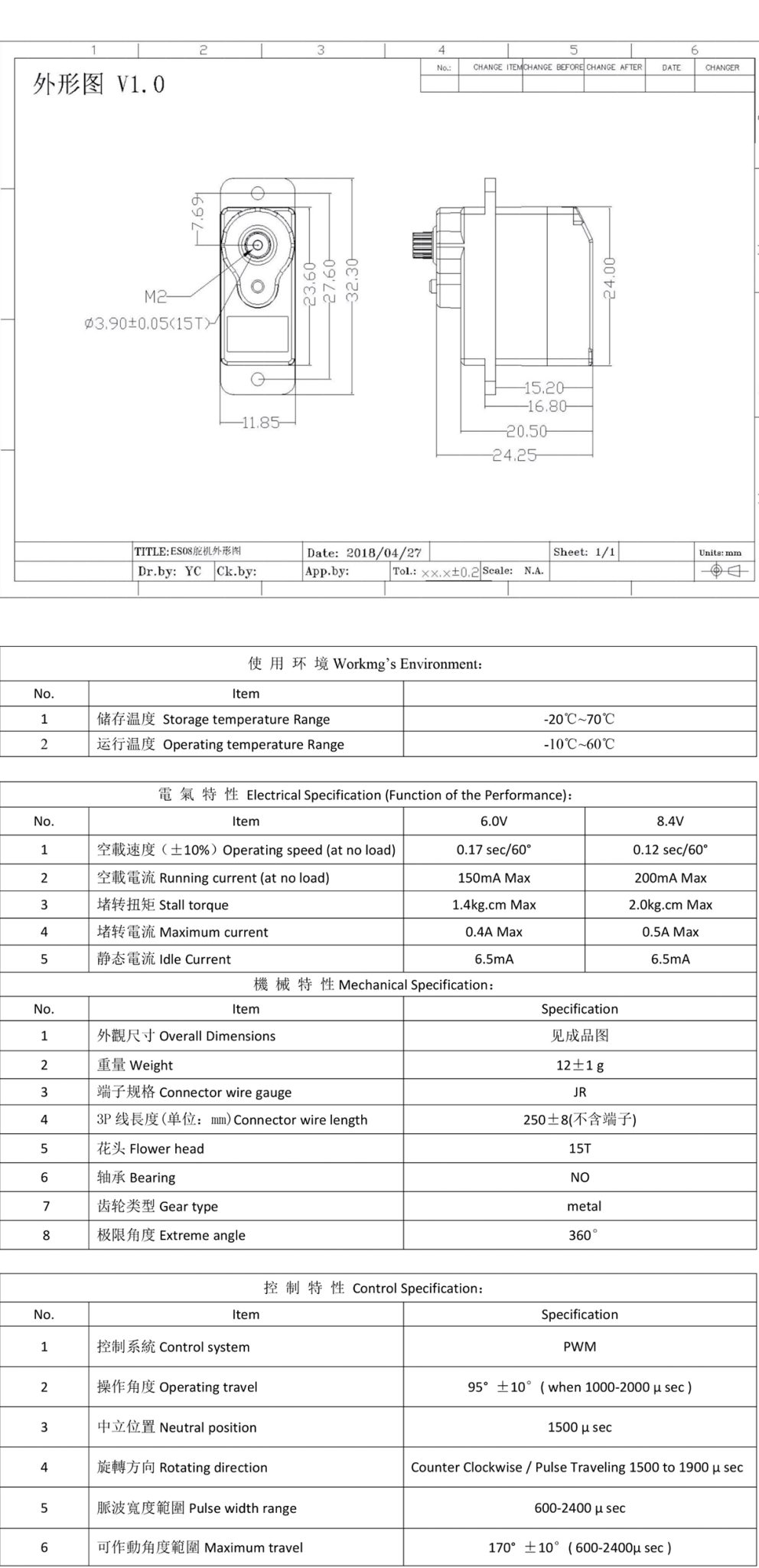 EMAX ES08MA II HV 8.4V 12g Lightweight Metal Gear Analog Servo for RC ...