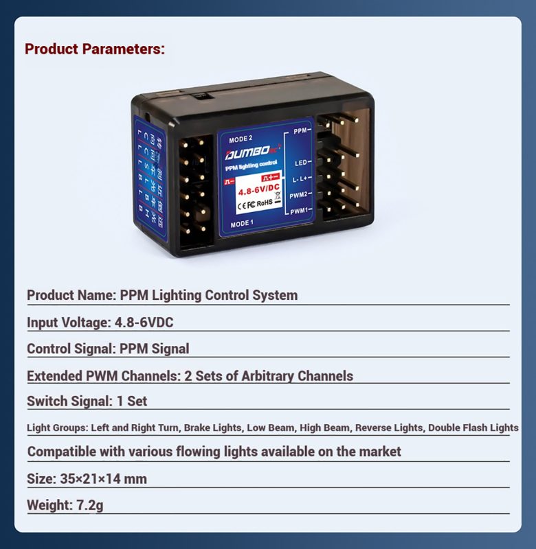 DumboRC PPM Light Control Module Dual PWM Channels DC4.8-6V for RC Car ...